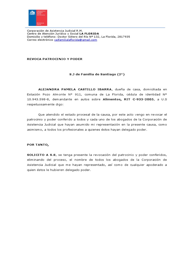 Revoca Patrocinio y Poder | PDF