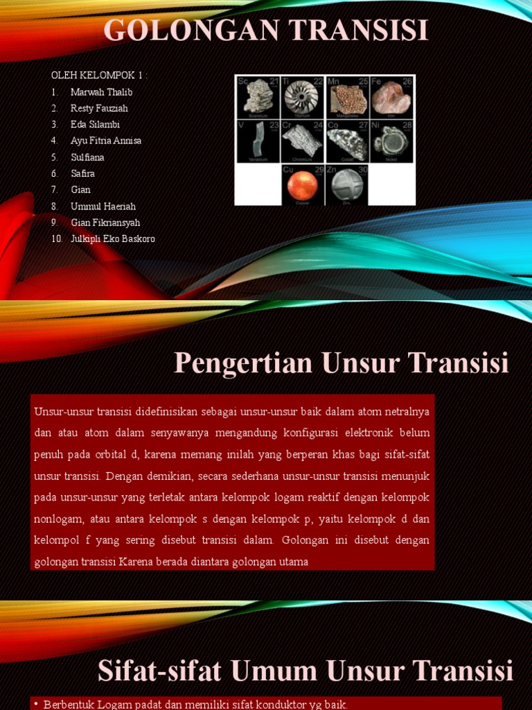 Unsur dan Sifat Golongan Transisi | PDF