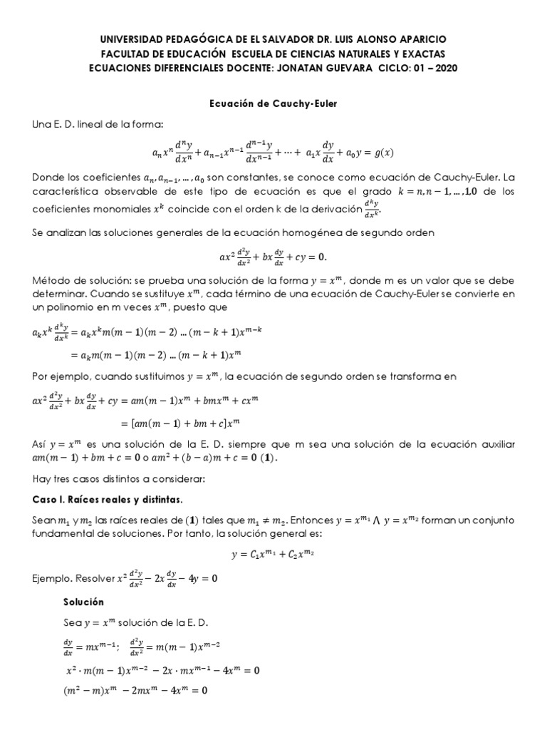 Ecuación de Cauchy Euler | PDF | Número complejo | Ecuaciones
