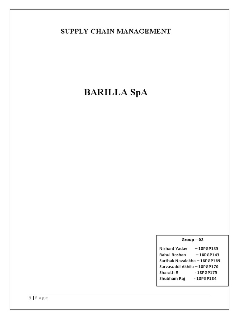Barilla Spa: Supply Chain Management | PDF | Inventory | Retail