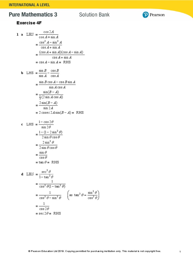 Ial Maths p3 Ex4f PDF | PDF