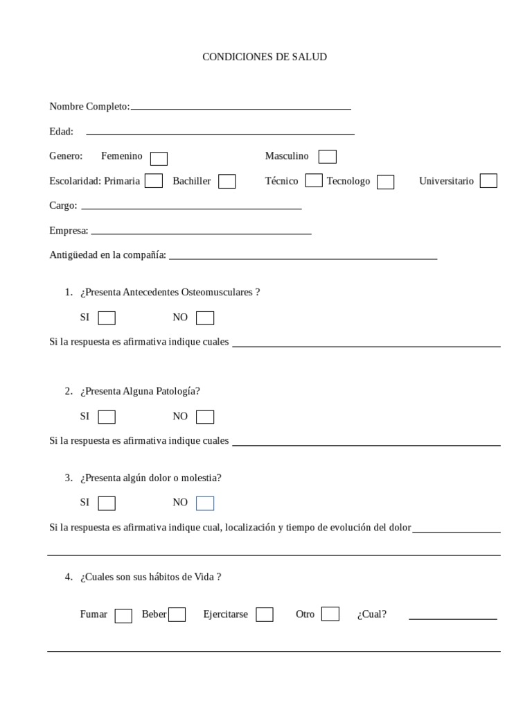 Formato Reporte Condiciones de Salud | PDF
