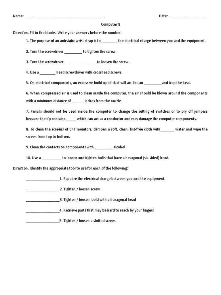 Computer Hardware Maintenance Skills Assessment | PDF