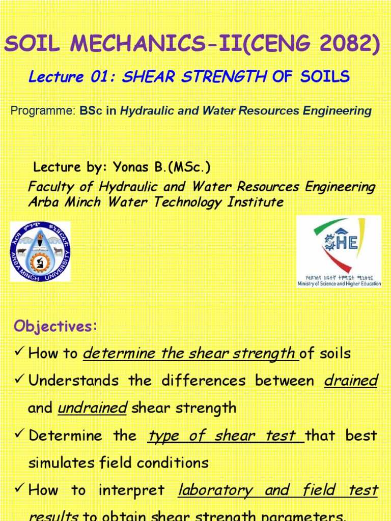 Chapter 1 SHEAR STRENGTH OF SOIL | PDF | Soil Mechanics | Friction