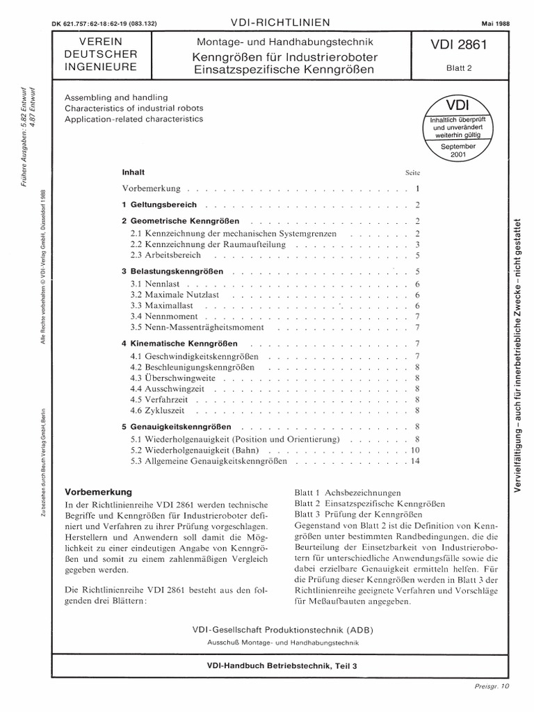 VDI 2861 Blatt-2 1988-05 | PDF