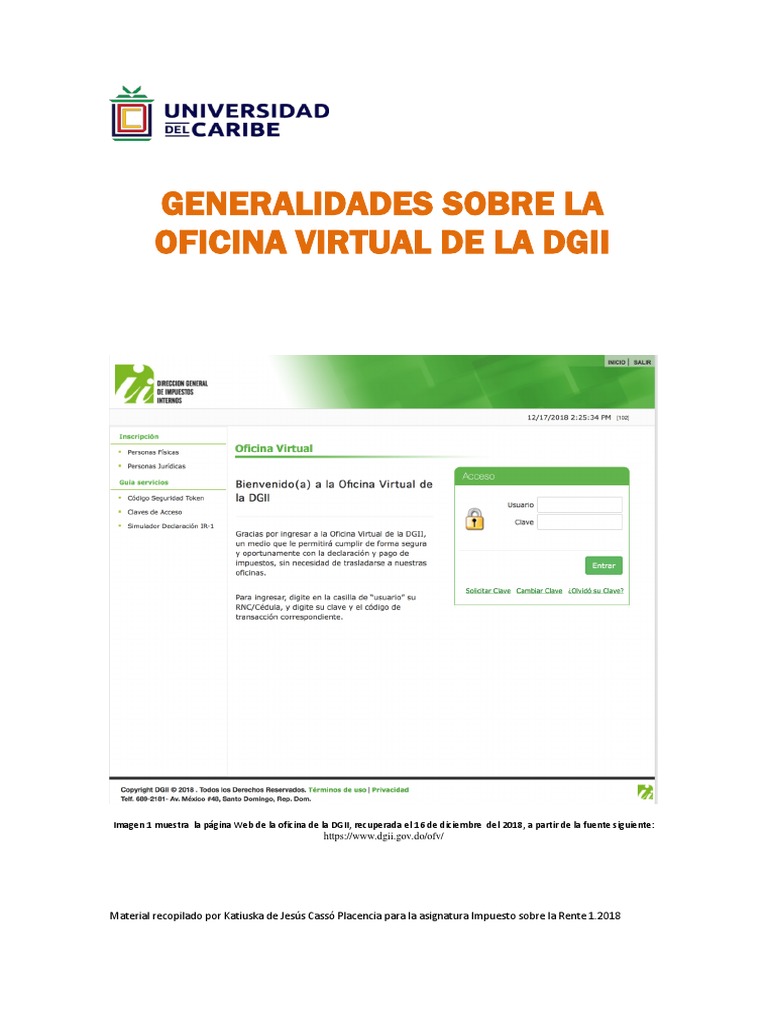 Oficina Virtual de la DGII: Guía de Acceso | PDF | Impuestos | Business