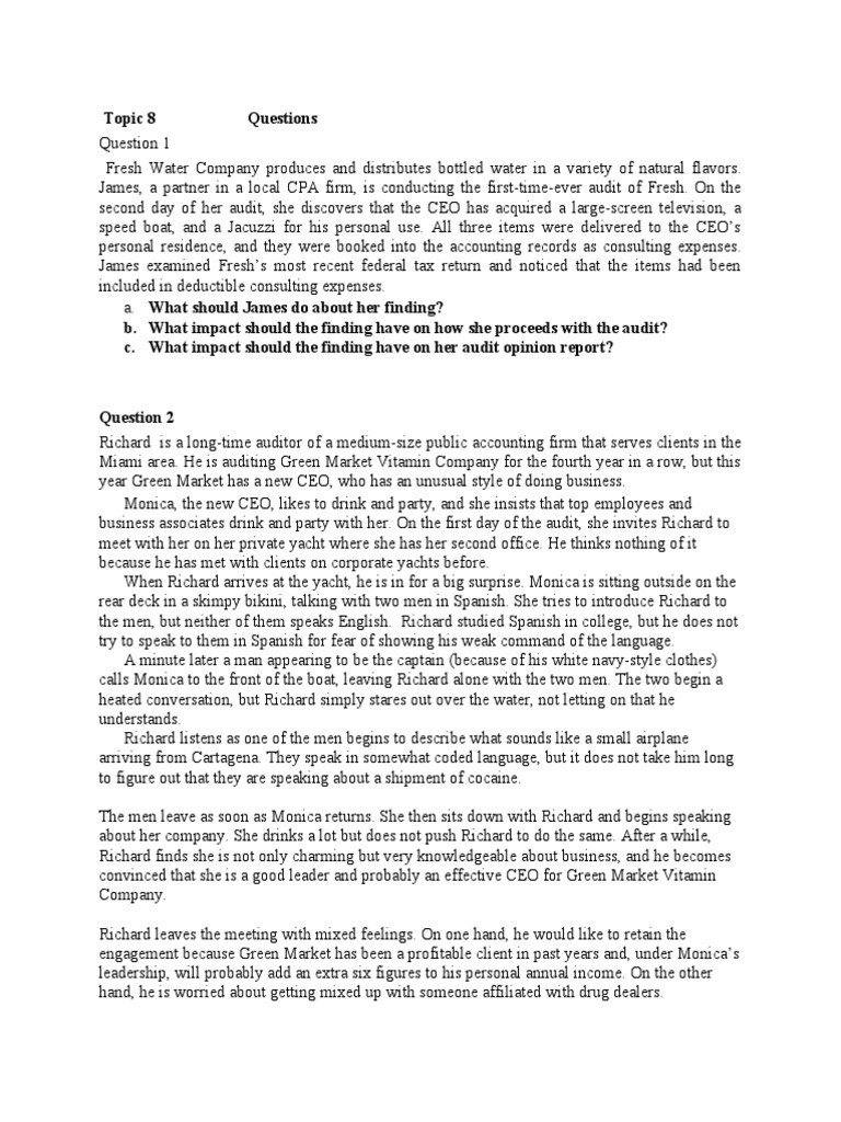 Tutorial Questions Topic8 Acc802 | PDF | Audit | Accounting And Audit