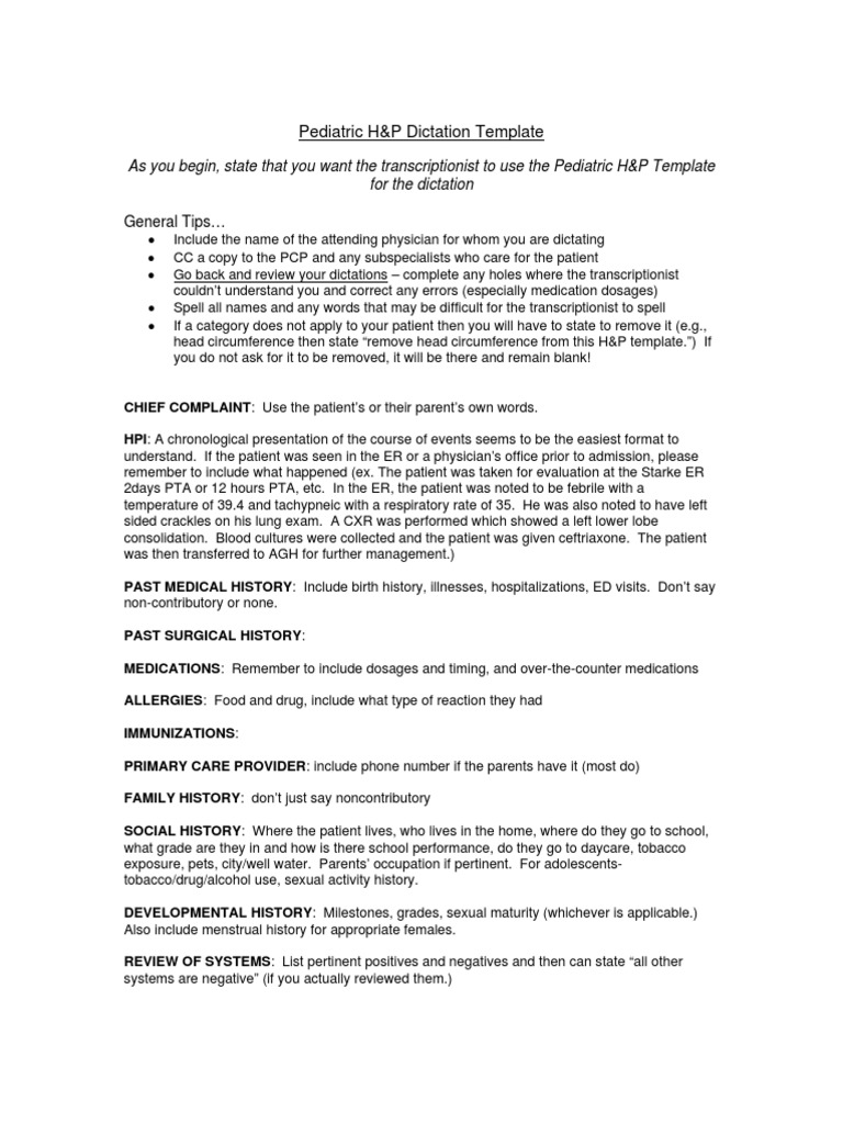HP Template PDF | PDF | Patient | Medicine