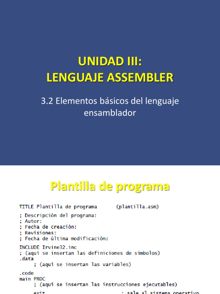 3.2 LENGUAJE ASEMBLER (Cont) PDF | PDF | Lenguaje ensamblador | Programa de computadora