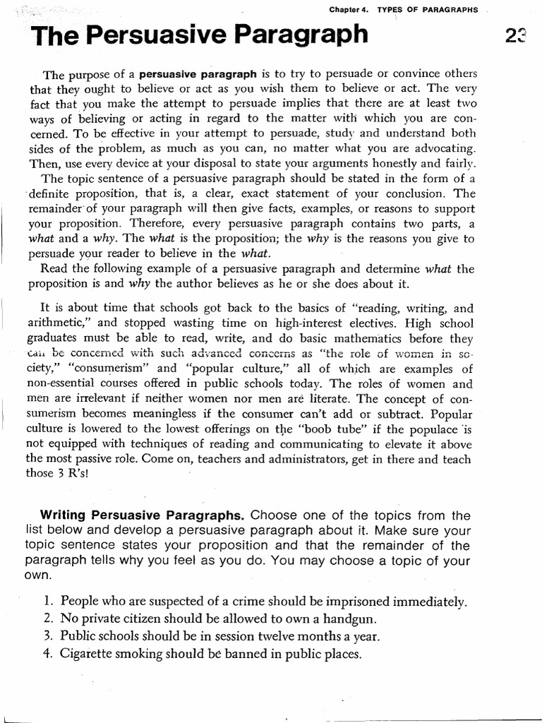 Persuasive Paragraph PDF | PDF | Persuasion | Logic