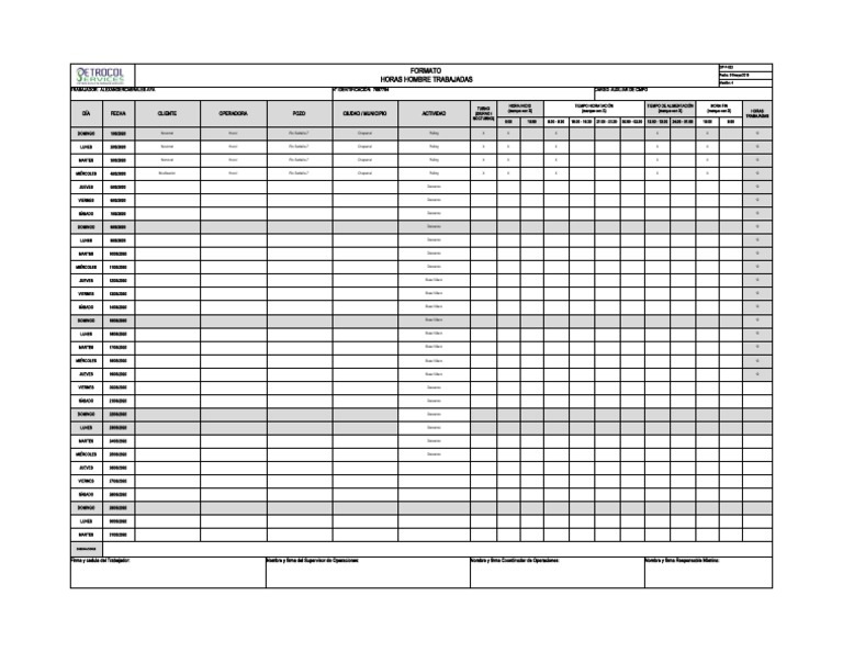 Formato Horas Hombre Trabajadas V4 | PDF