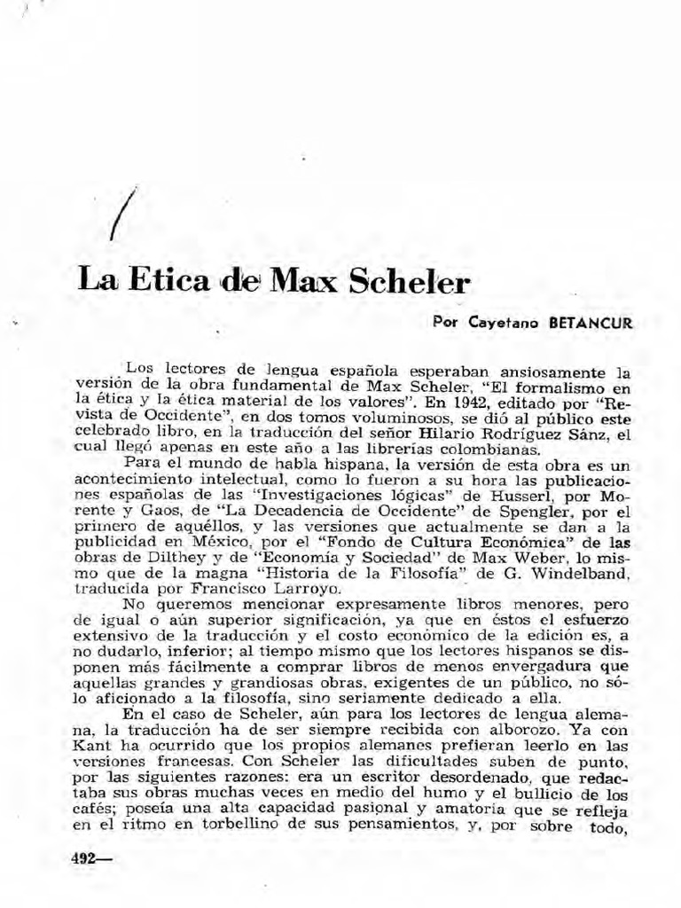 Etica Max Scheler | PDF | Immanuel Kant | Moralidad
