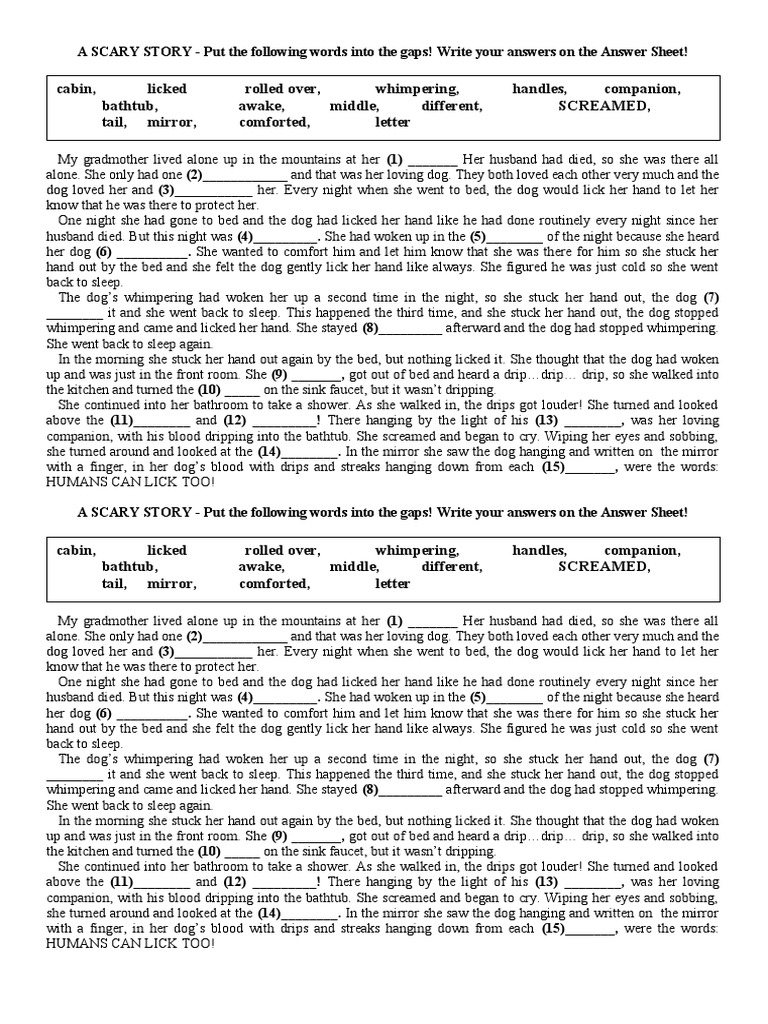 Halloweenscary Story With Gaps Fun Activities Games - 55823 | PDF