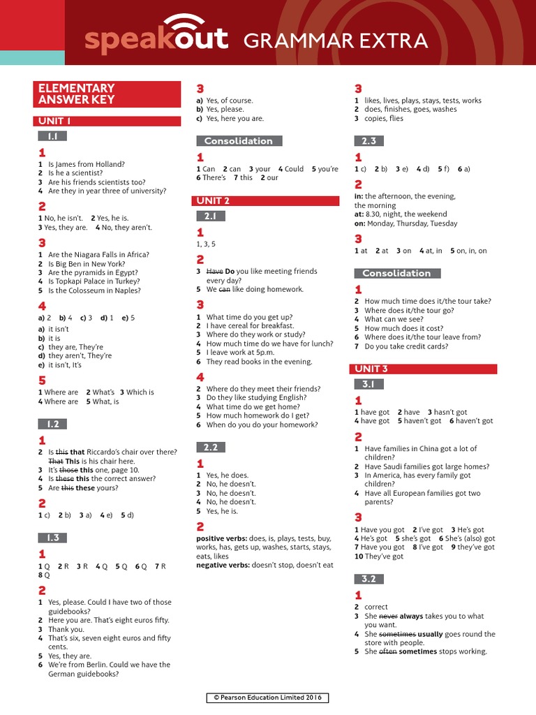 Speakout Grammar Extra Elementary Answer Key PDF | PDF | Food And Drink | Foods
