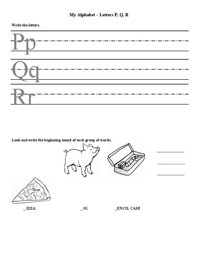 Alphabet Practice: P, Q, R | PDF
