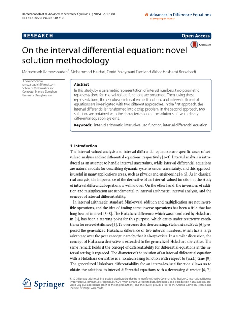 On The Interval Differential Equation: Novel Solution Methodology | PDF ...
