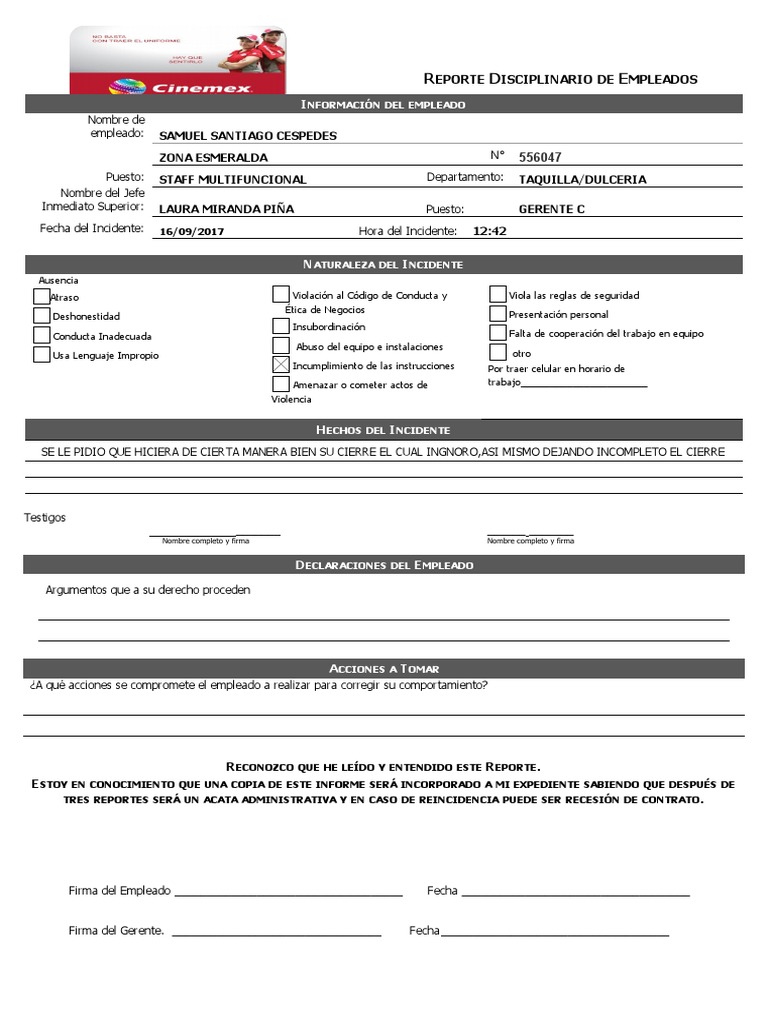 Formato de Reporte Disciplinario | PDF | Instituciones sociales ...