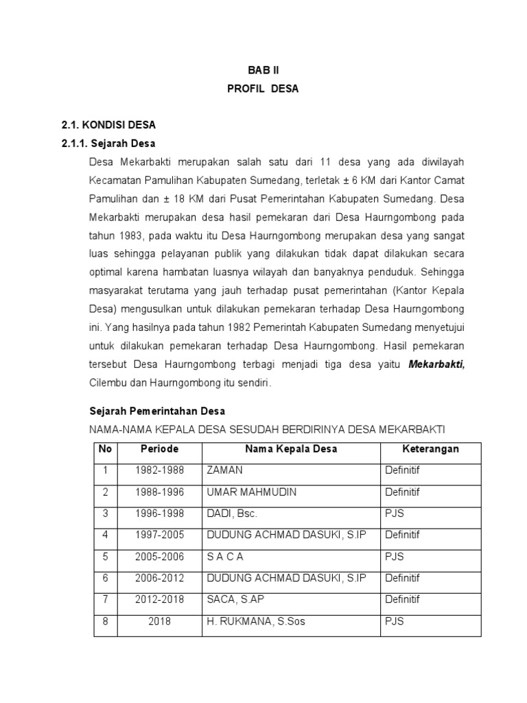 Profil Desa Mekarbakti, Sumedang | PDF