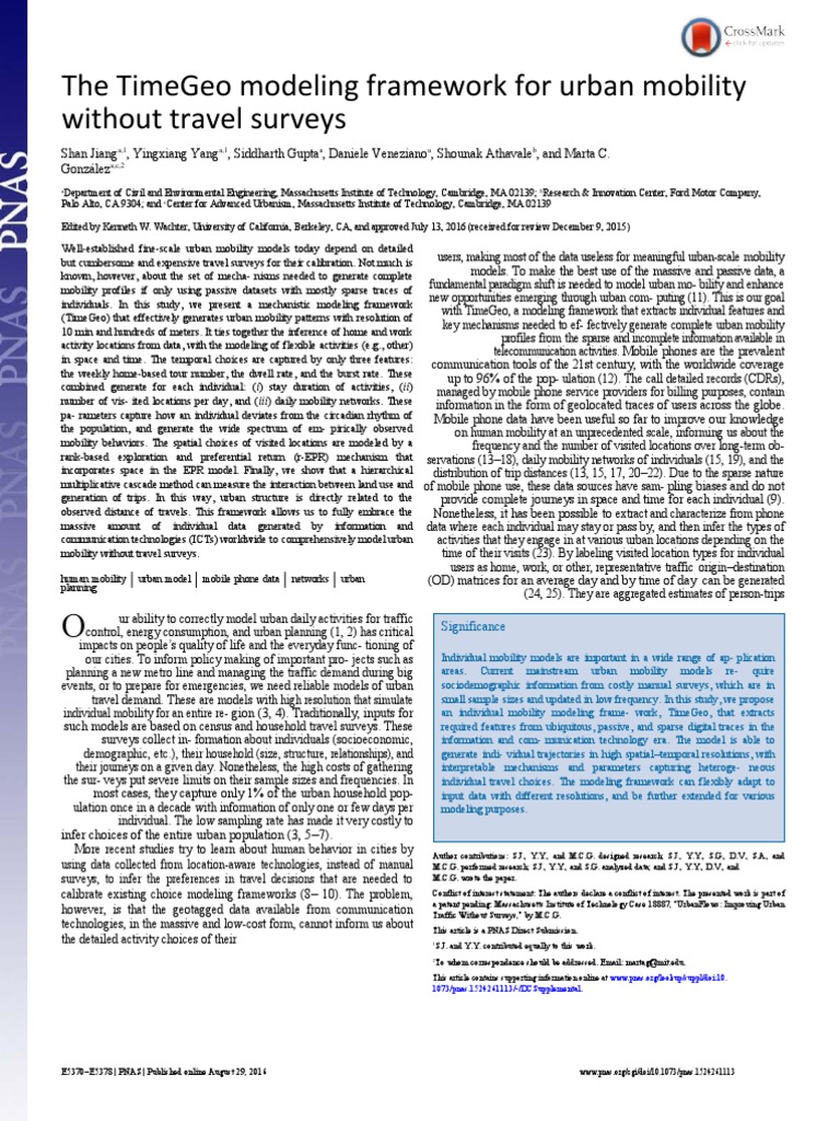 The Timegeo Modeling Framework For Urban Mobility Without Travel ...