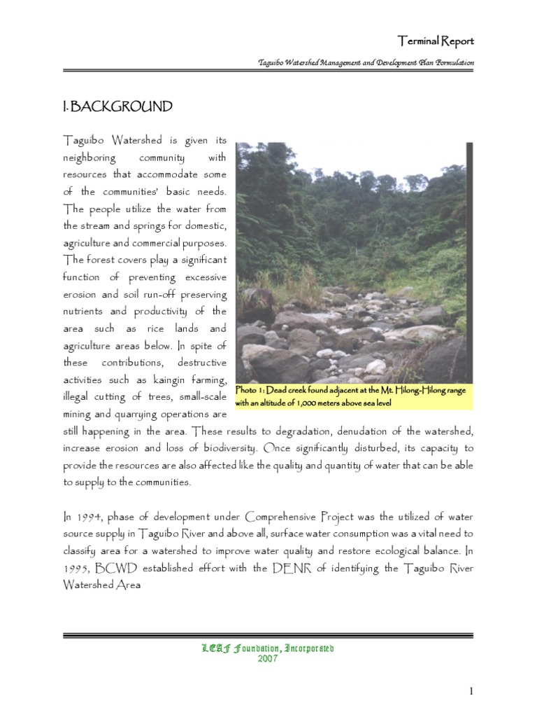 Taguibo Watershed Management and Development Plan Formulation | PDF ...