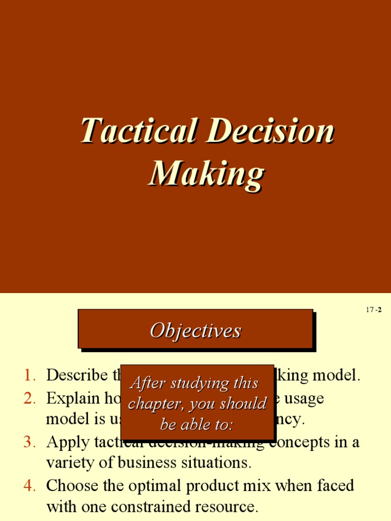 Topic 5 - Tactical Decision Making | PDF | Market (Economics ...