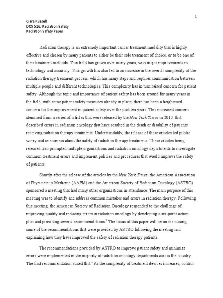 Radiation Safety Paper | Download Free PDF | Patient Safety | Radiation ...