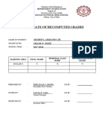 Recomputed Grades Form | PDF