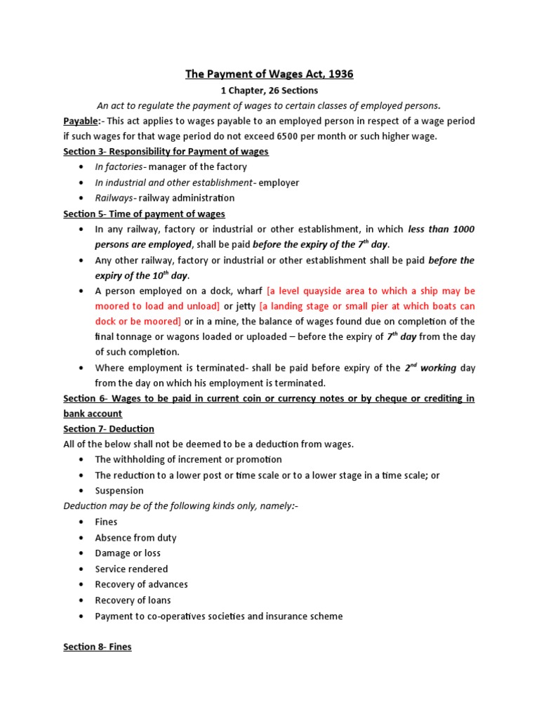 Payment of Wages Act, 1936 | PDF | Fine (Penalty) | Justice