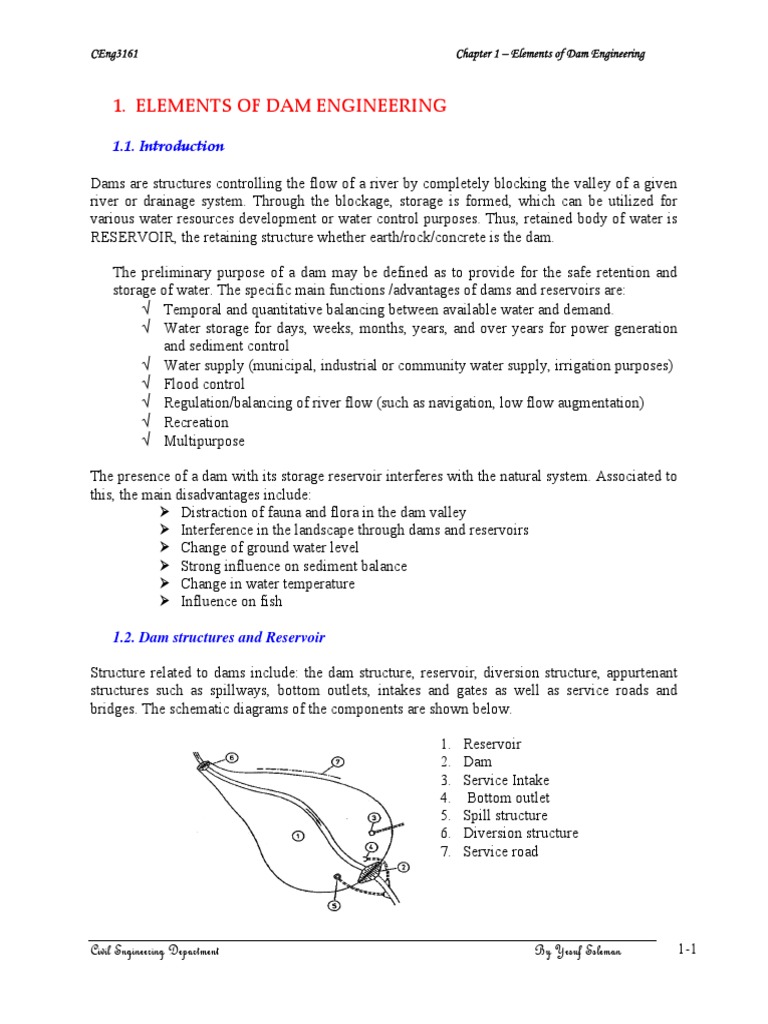 Elements of Dam Engineering | PDF | Dam | Reservoir