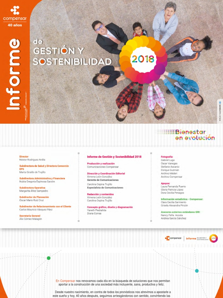 Informe-GRI-2018 Compensar | PDF | Bienestar | Sustentabilidad