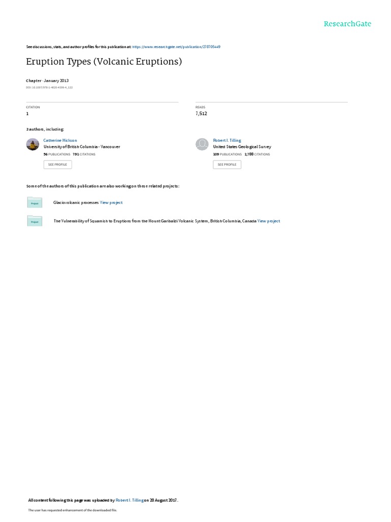 Eruption Types | PDF | Volcano | Types Of Volcanic Eruptions