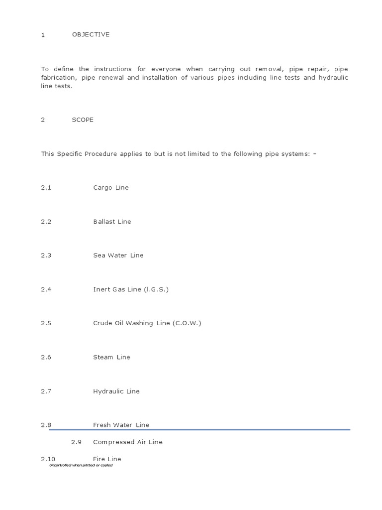 Uncontrolled When Printed or Copied | PDF | Pipe (Fluid Conveyance ...