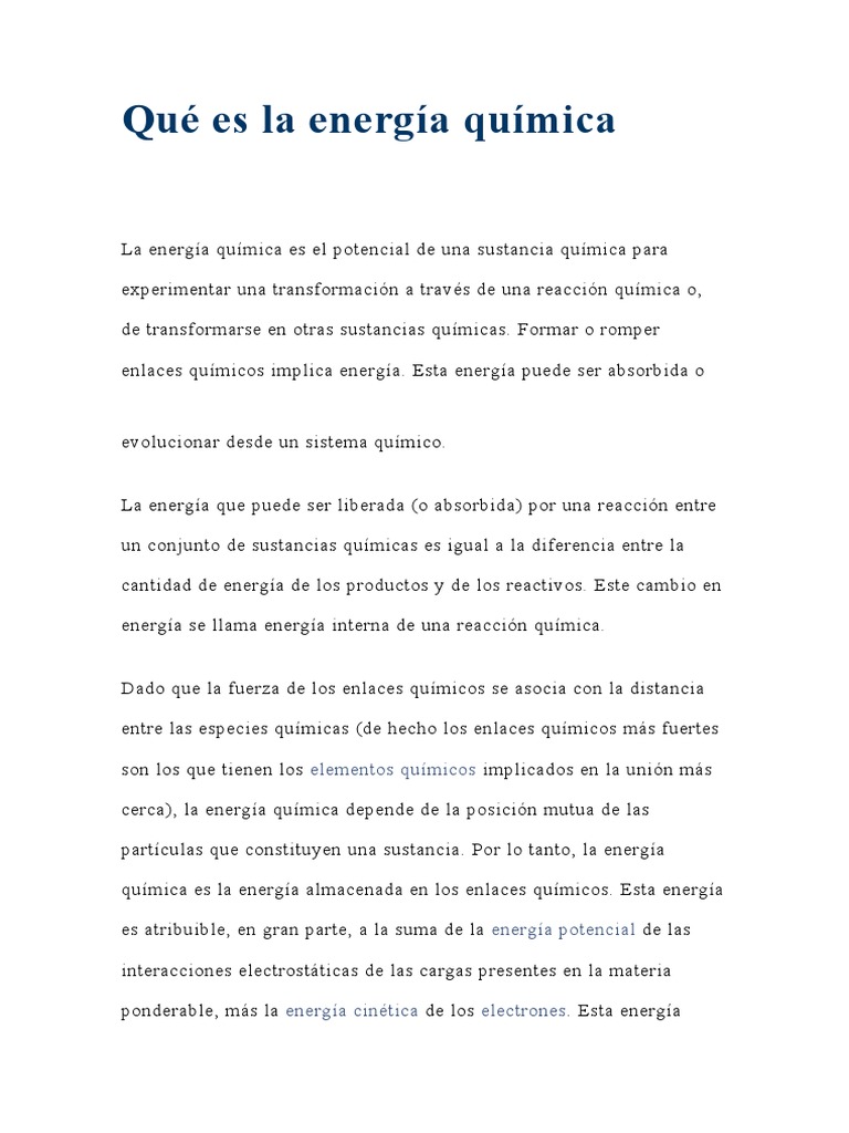 Qué Es La Energía Química | PDF | Salud y bienestar