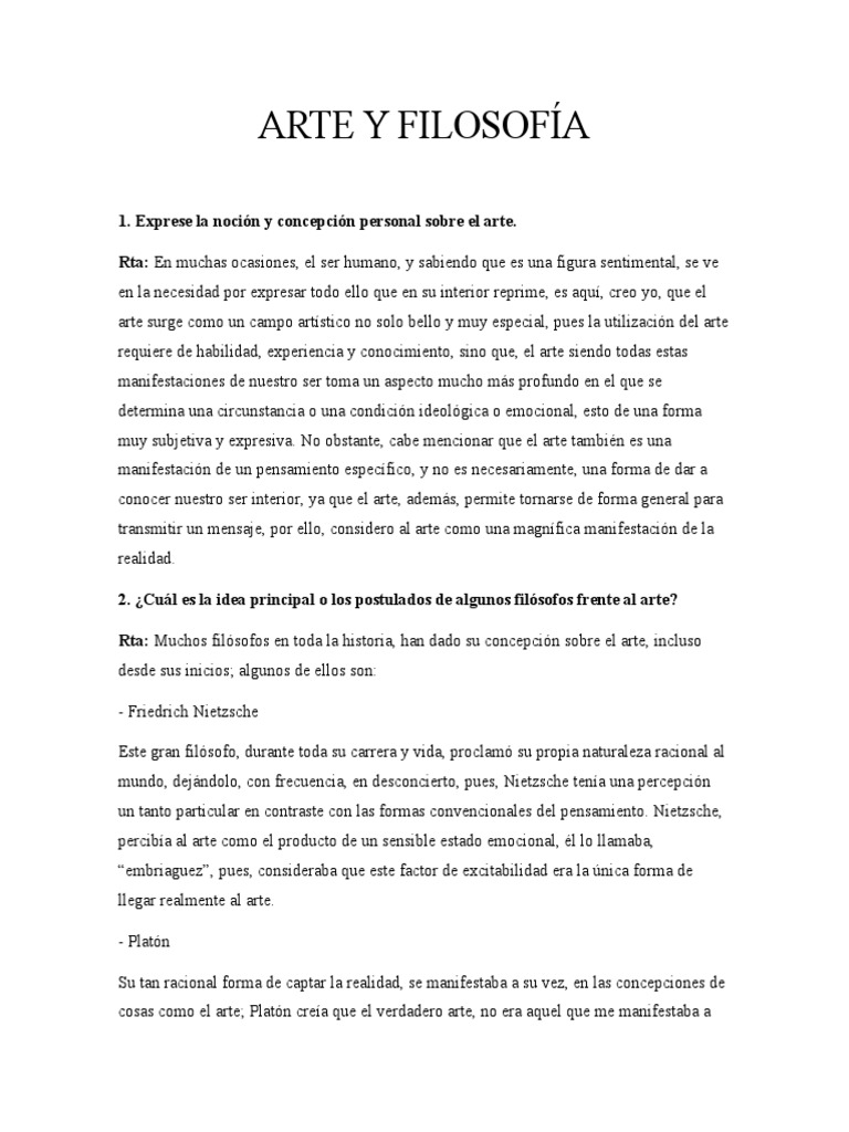Arte y Filosofía | PDF | Immanuel Kant | Realidad