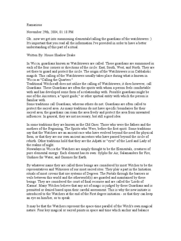 The Guardians of The Watchtowers | PDF | Wicca | Religious Behaviour ...