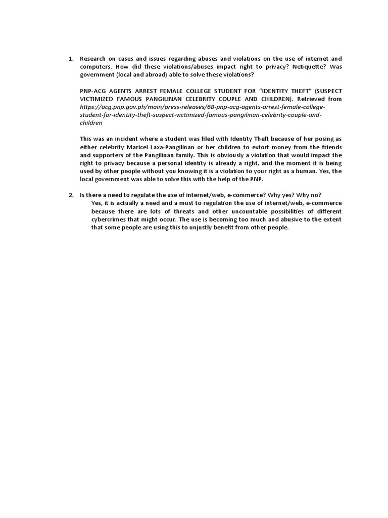 MST 101 - Internet Violations | PDF | Computers