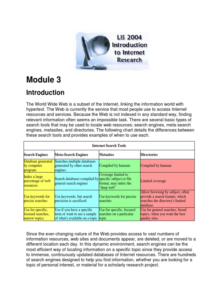 Internet Search Tools Search Engines Meta-Search Engines Metasites ...