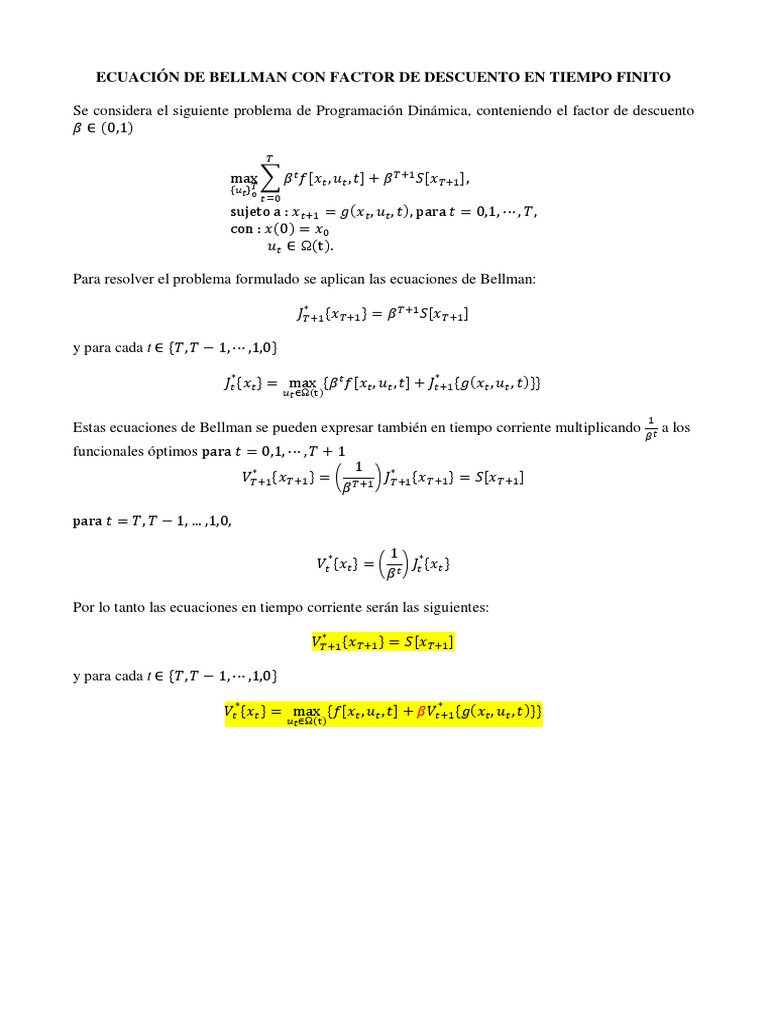 Ecuación de Bellman Con Factor de Descuento | PDF | Ecuaciones ...