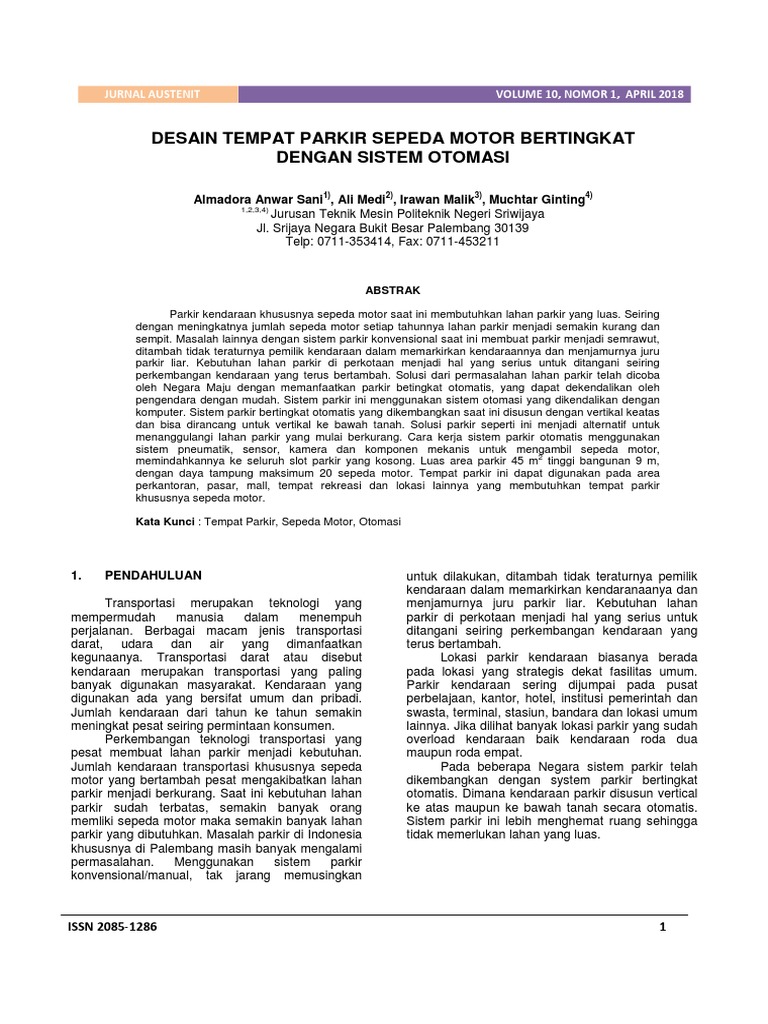 Desain Parkir Motor Bertingkat Otomatis | PDF