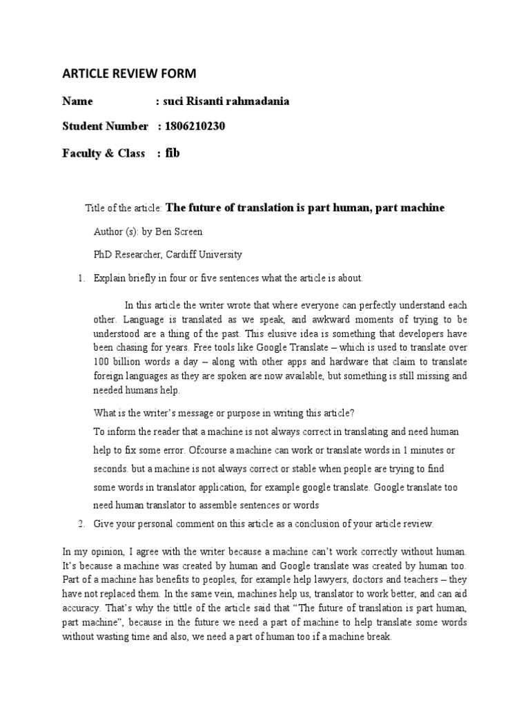 Article Review Form | PDF