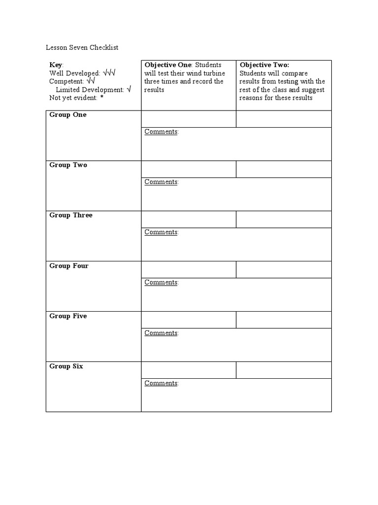 Lesson Seven Checklist | PDF