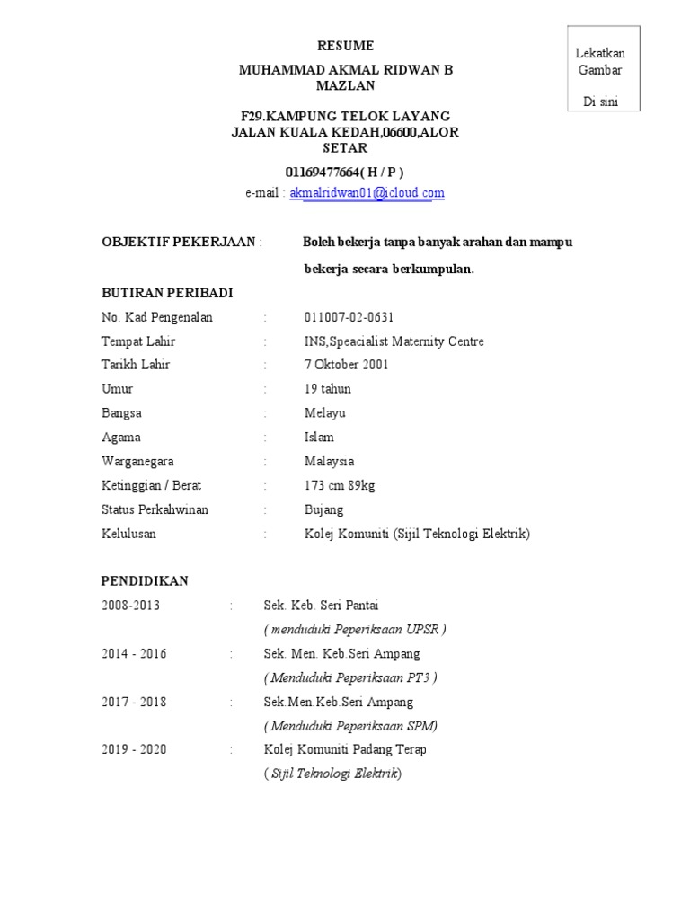 Contoh Resume Terbaik 1 | PDF