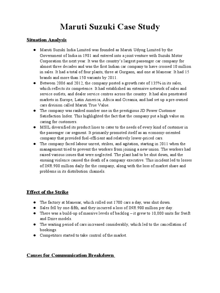 Group 4 - Maruti Suzuki Case Study | PDF | Business | Labour
