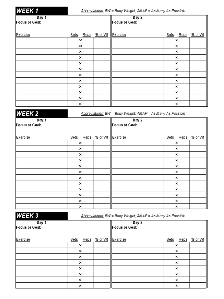 KIN 5 Workout Template | PDF | Self-Improvement | Wellness