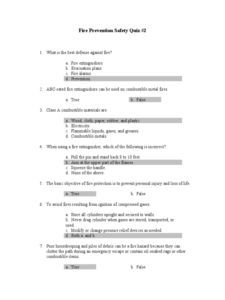 QUIZ Fire 7answers | PDF | Fires | Hazards