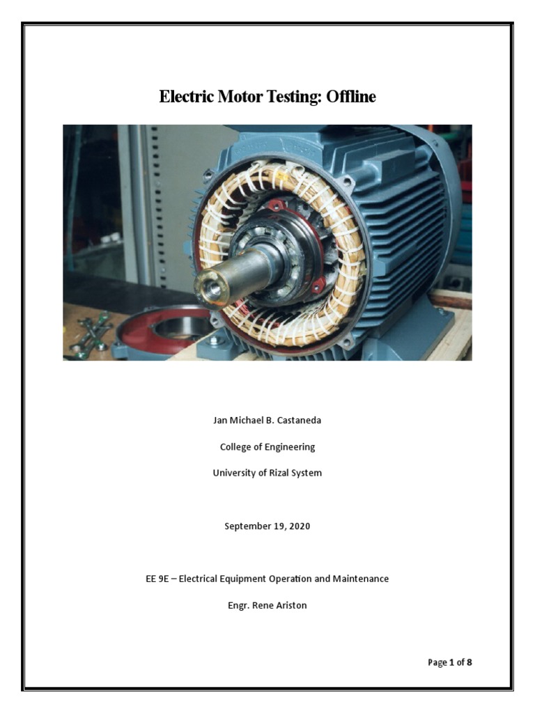 Electric Motor Testing: Offline: Jan Michael B. Castaneda College of ...