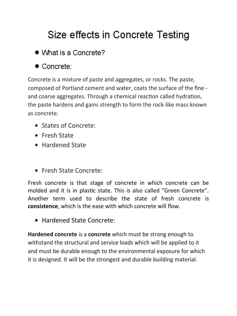 Concrete Testing: Size Effects Explained | PDF | Concrete | Building ...