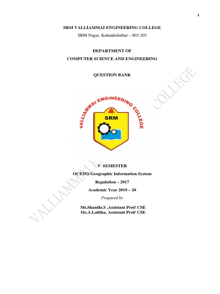 GIS Question Bank - SRM Valliammai PDF | PDF | Spatial Analysis ...