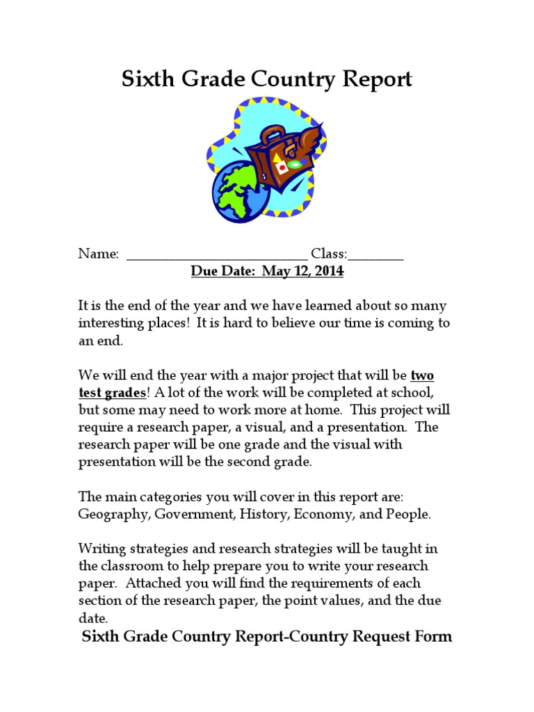 Sixth Grade Country Report Guidelines | PDF | Social Science | Language ...