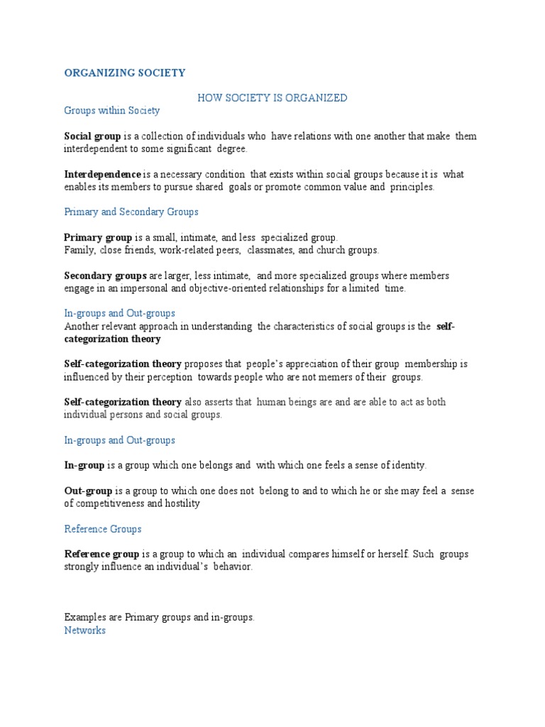 How Society Is Organized Groups Within Society | PDF | Social Group ...